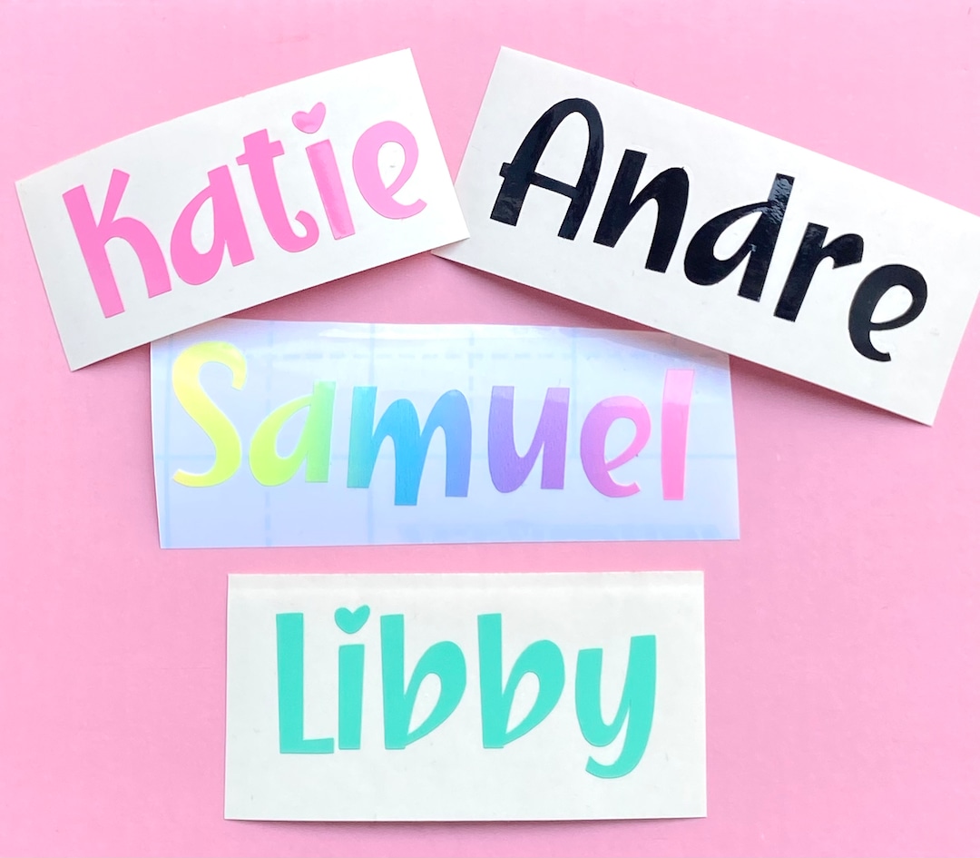 PERSONALISED Custom Vinyl Name Label Sticker Lunchbox Bottle Glass Kids ...