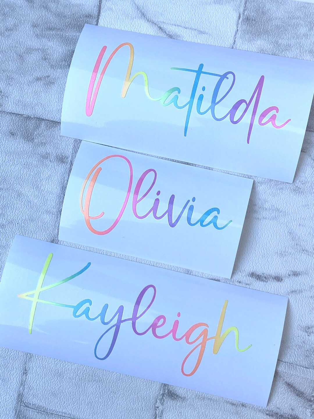 PERSONALISED Rainbow Custom Vinyl Name Label Sticker Lunchbox Bottle ...