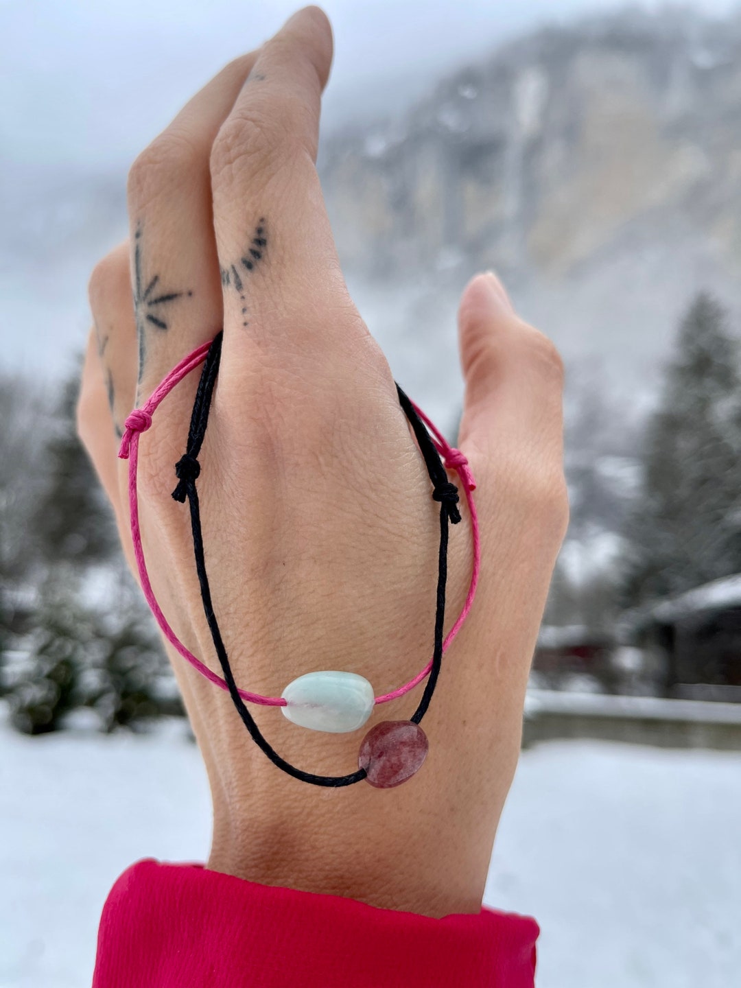 Adjustable Gemstone Bracelet, Waxed Cord, Natural Crystal - Etsy