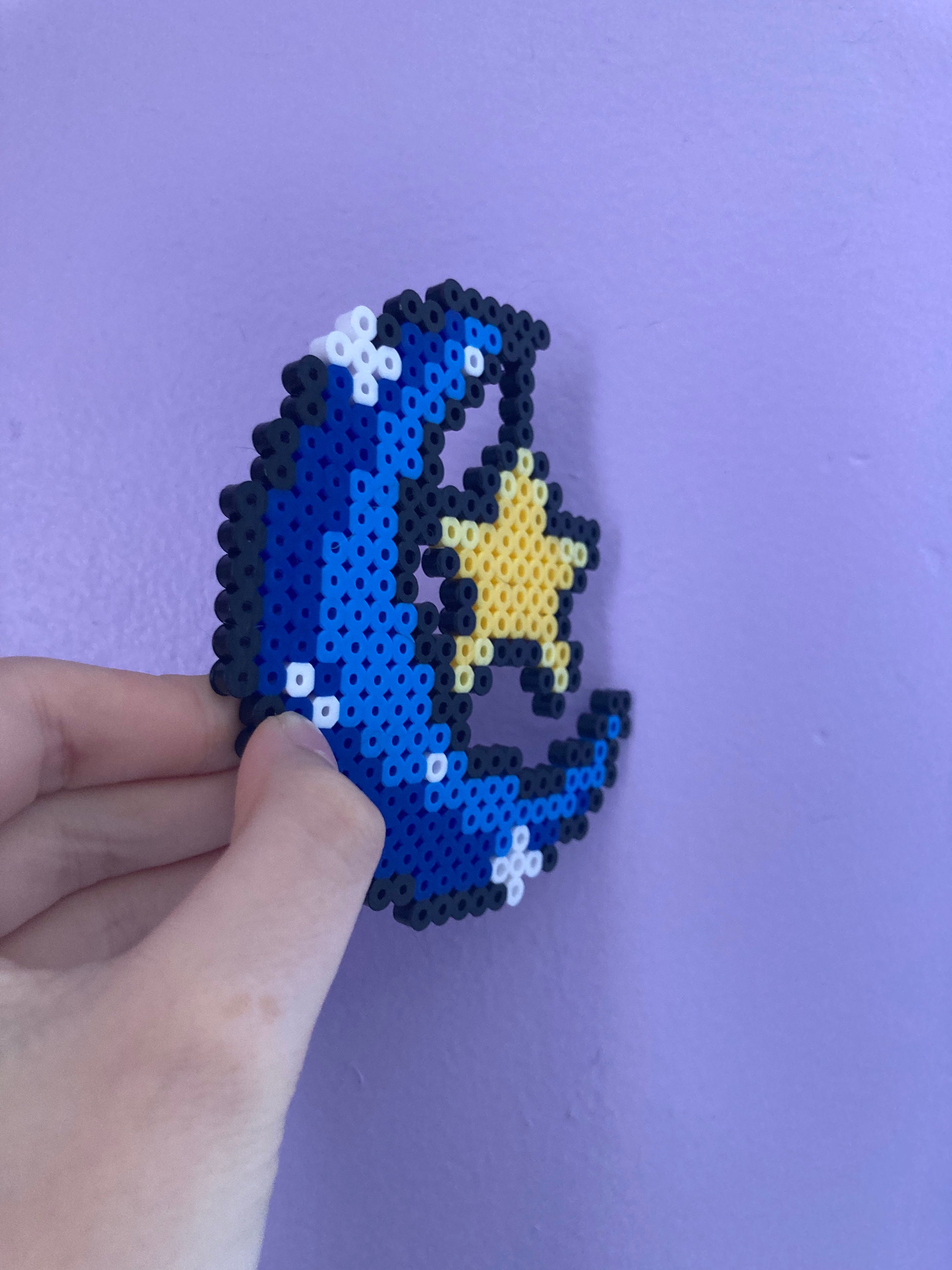 Moon and Star Perler Bead Blue and Yellow Adorable - Etsy