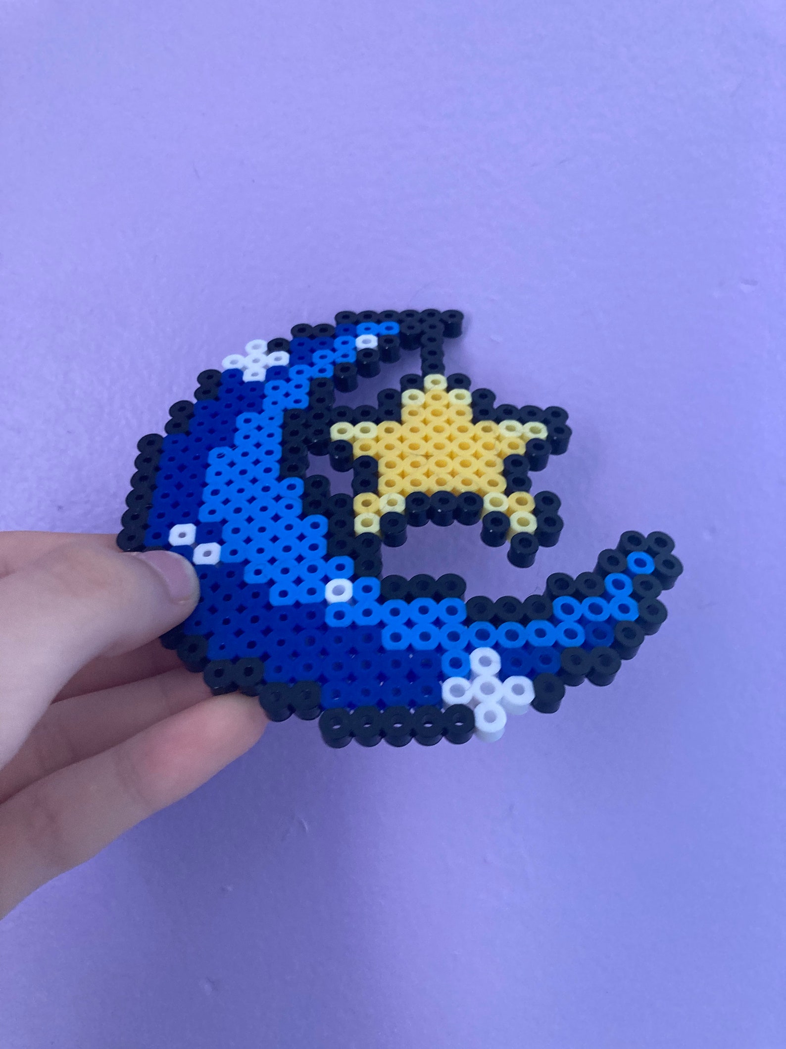 Moon and Star Perler Bead Blue and Yellow Adorable - Etsy