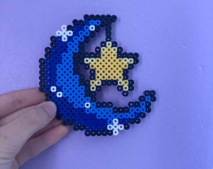 Moon and Star Perler Bead Blue and Yellow Adorable - Etsy