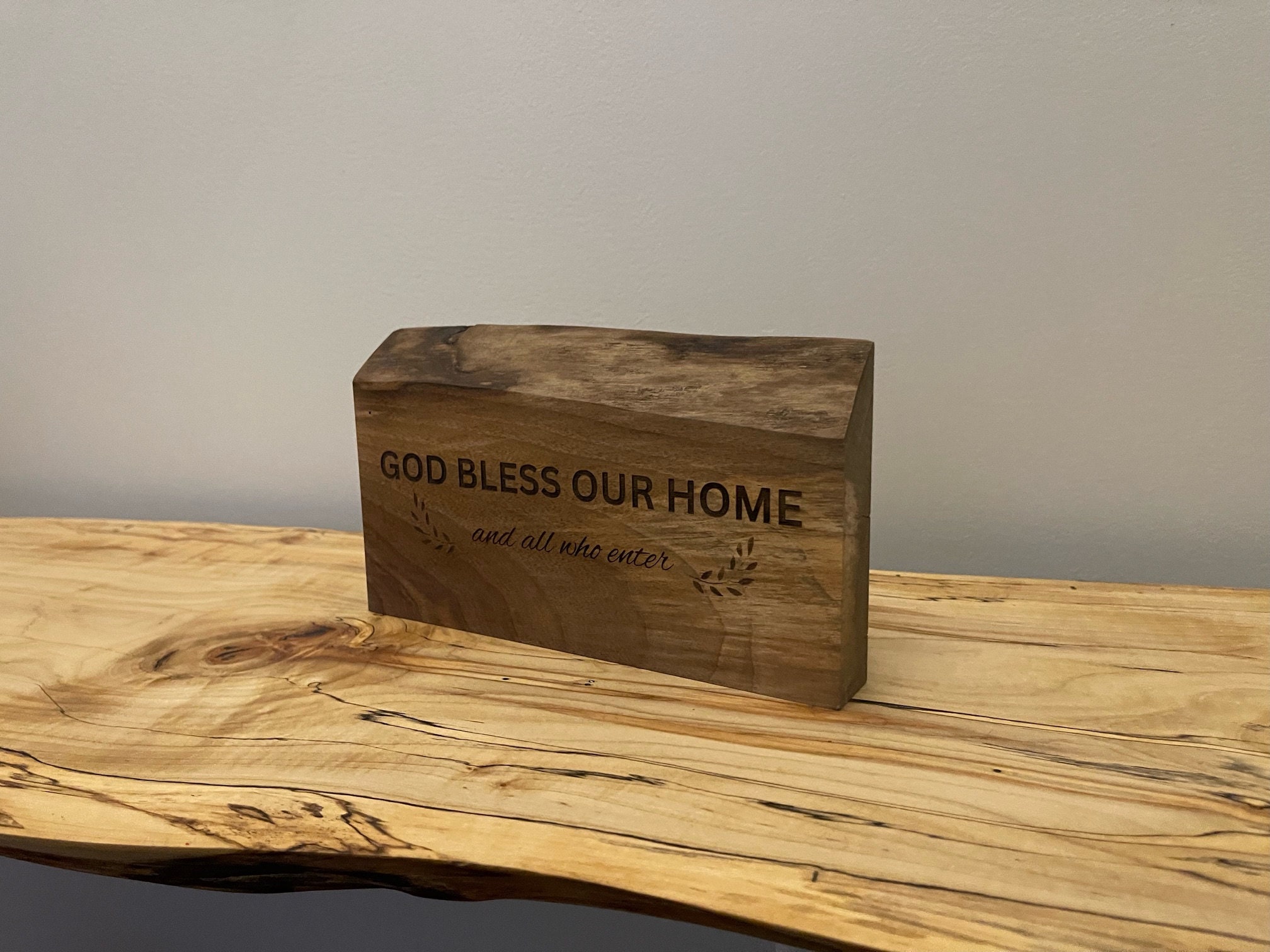 Walnut Live Edge Sign, Bless Home Sign, Every Day, Faith, Wood Sign ...