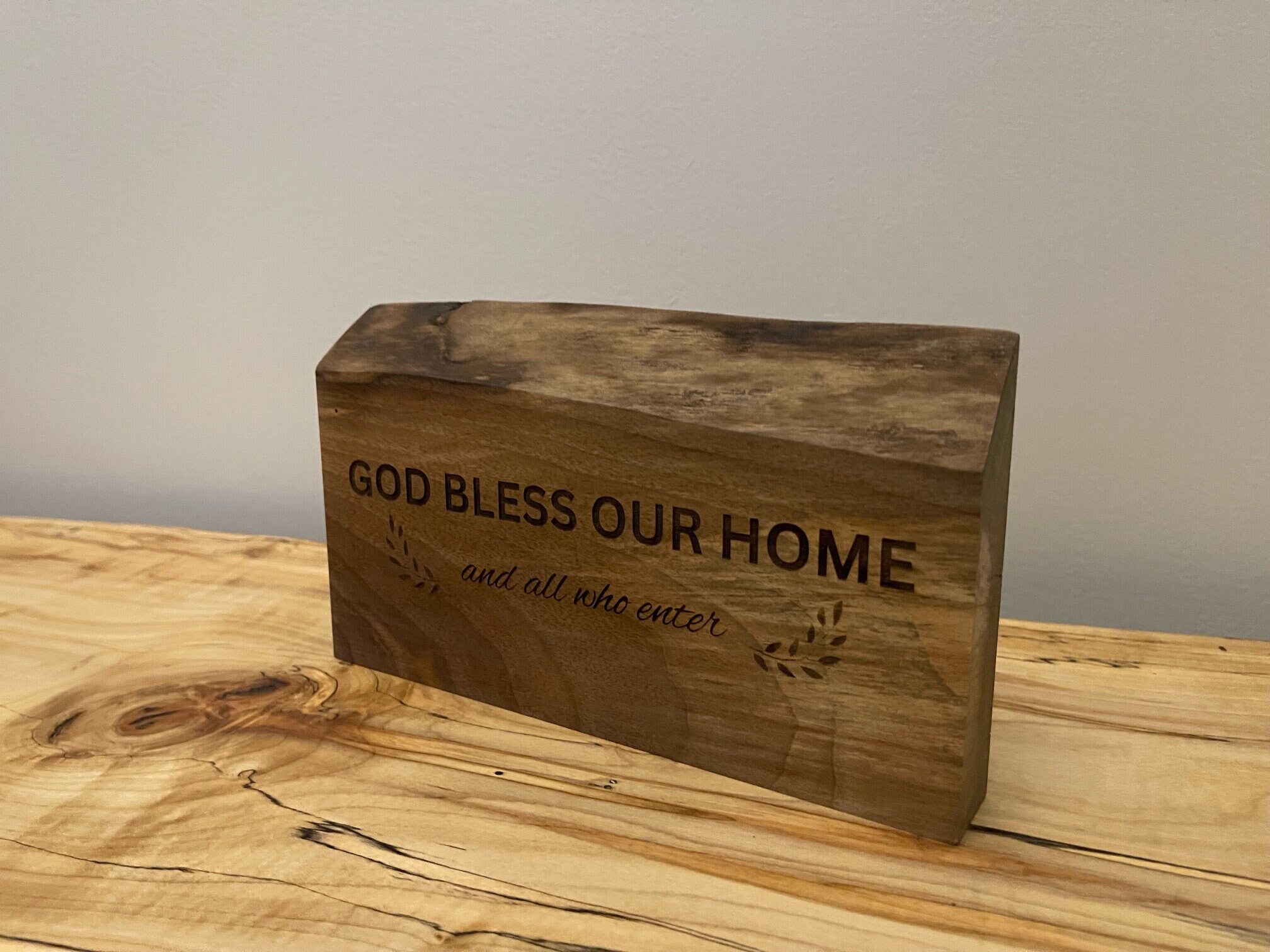 Walnut Live Edge Sign, Bless Home Sign, Every Day, Faith, Wood Sign ...