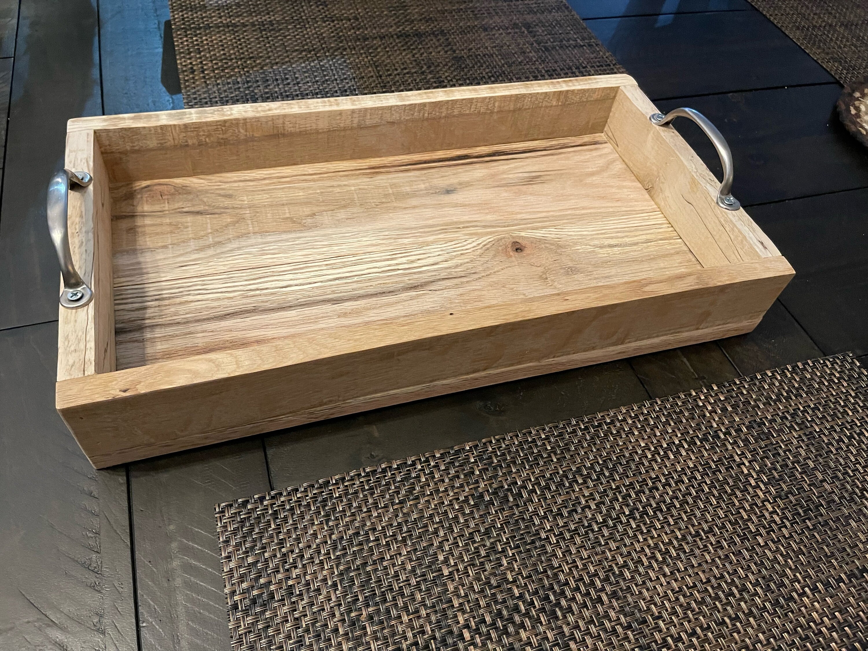 Rustic Wood Farmhouse Serving Tray Ottoman Tray Coffee Table ...