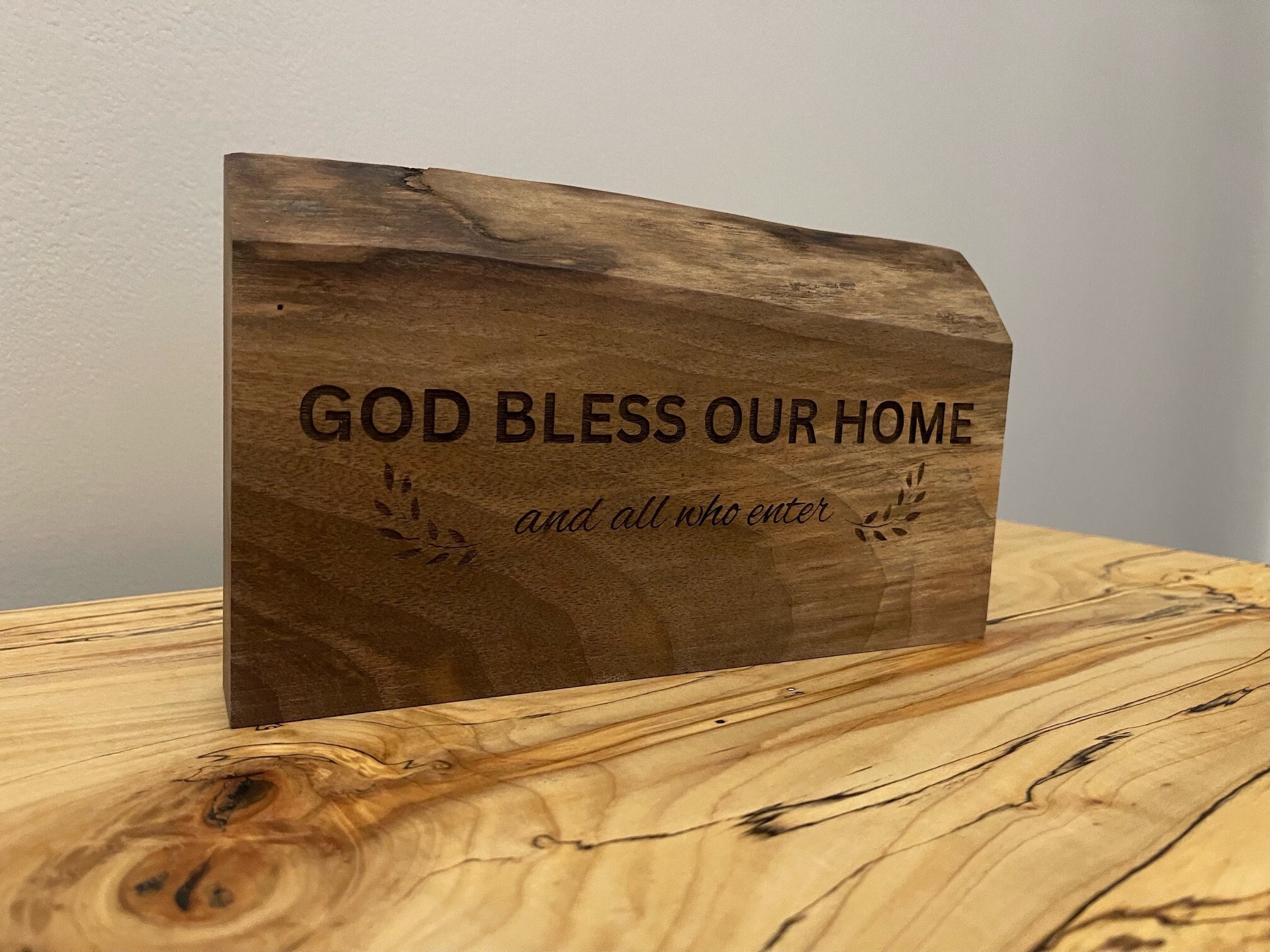 Walnut Live Edge Sign, Bless Home Sign, Every Day, Faith, Wood Sign ...