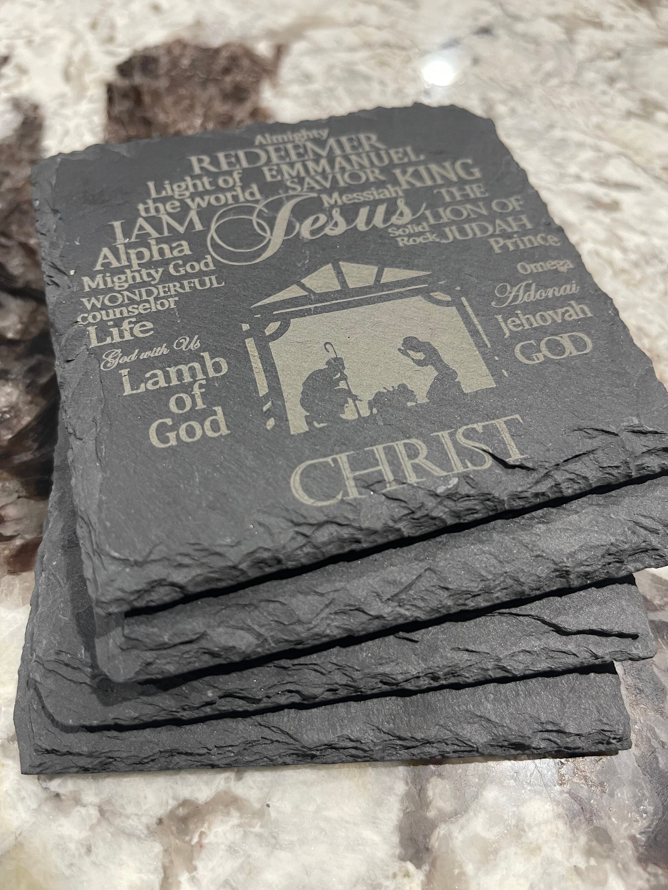 Rustic Slate Coaster Names of Christ Set of 4 Great Faith Gift - Etsy