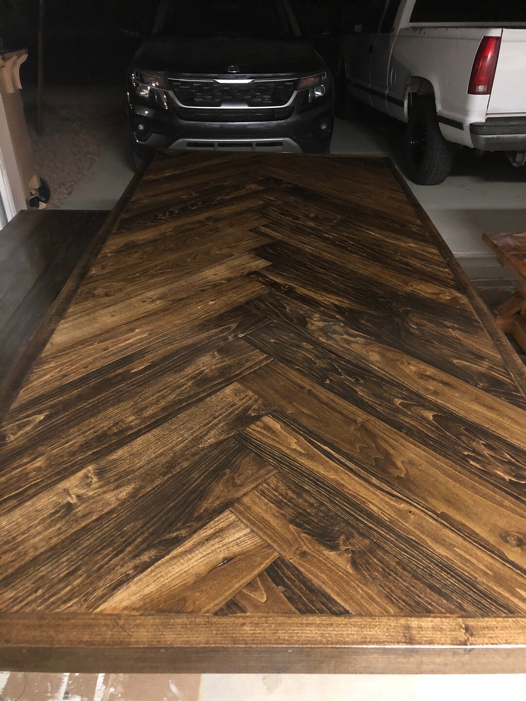 Rustic Herringbone Table - Etsy