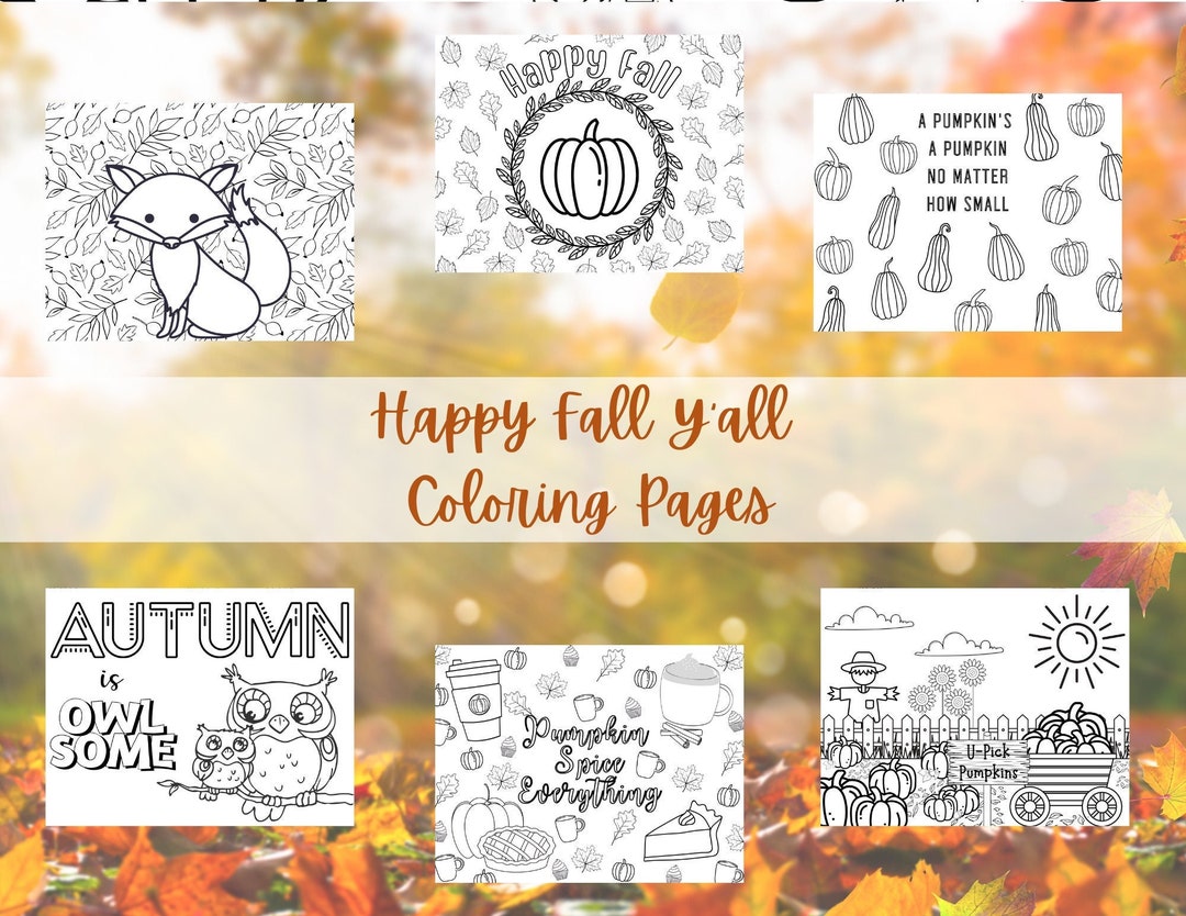 Happy Fall Y'all Coloring Pages - Etsy