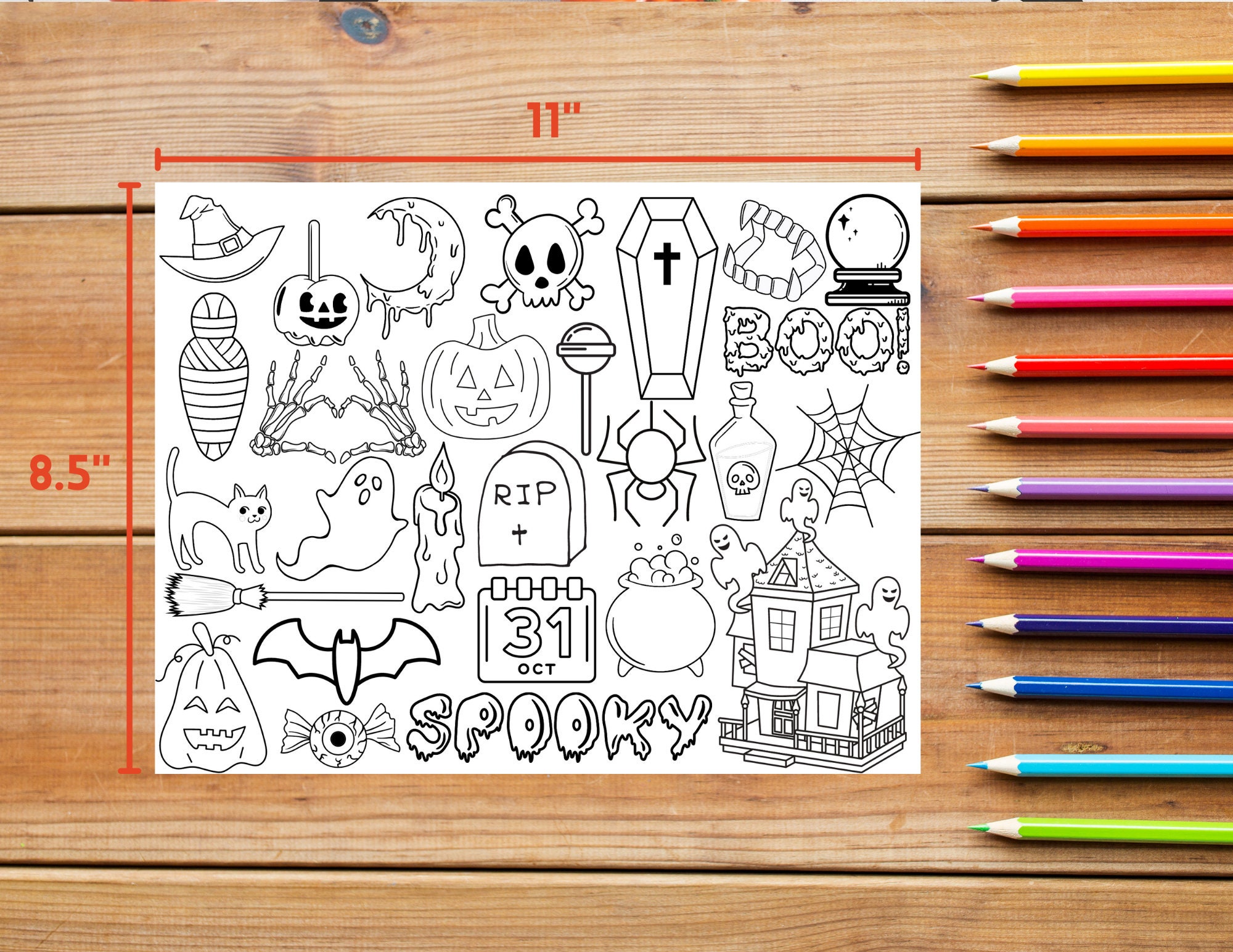 Spooky Cute Coloring Pages - Etsy