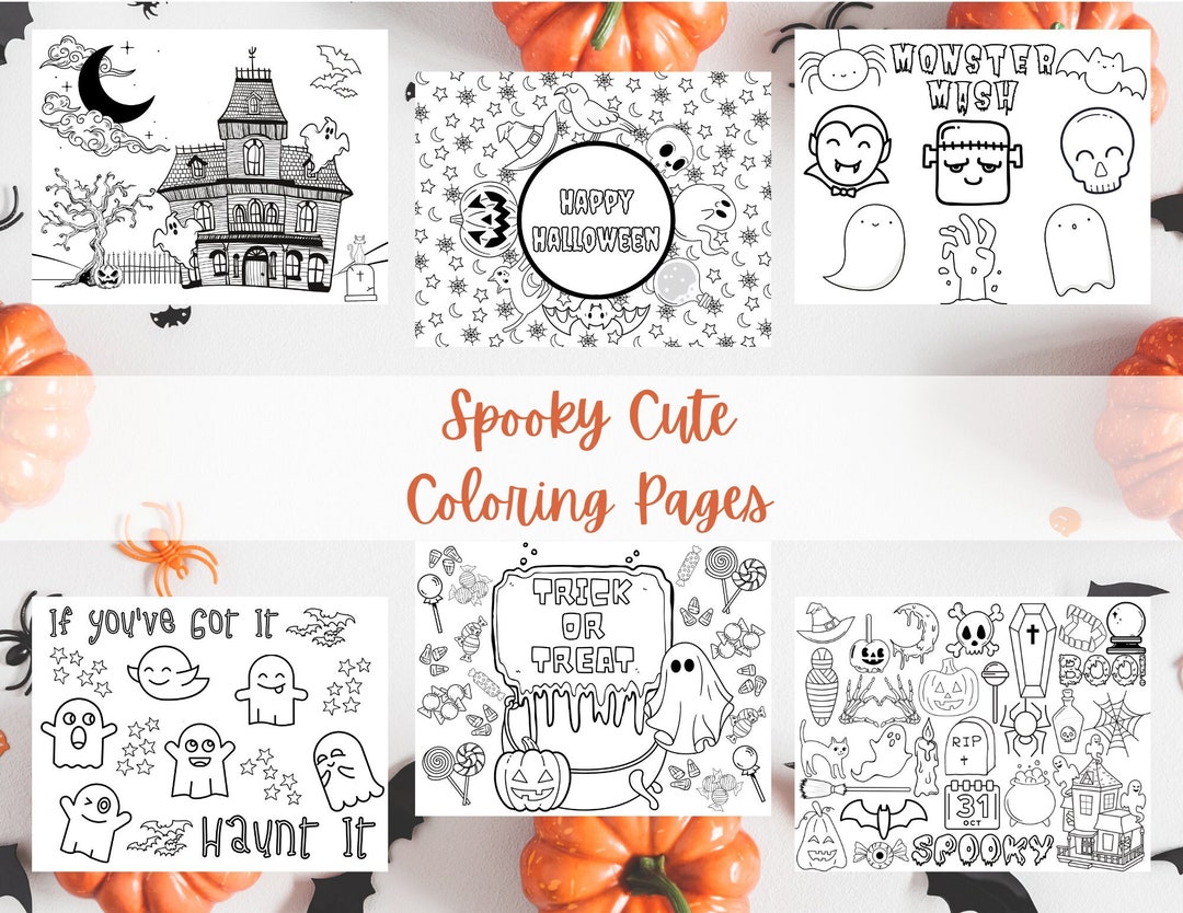 Spooky Cute Coloring Pages - Etsy