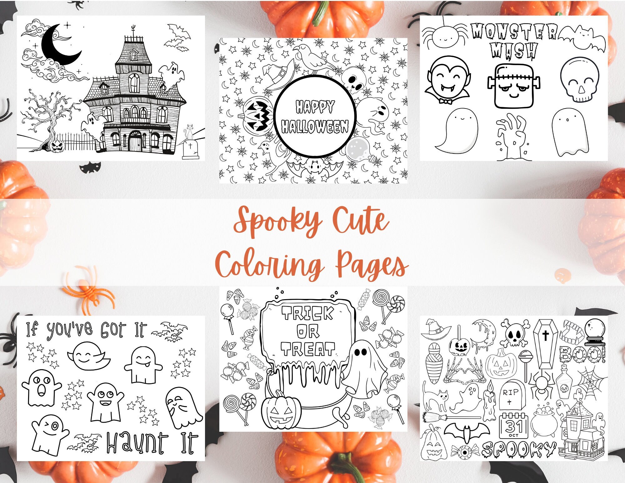 Spooky Cute Coloring Pages - Etsy