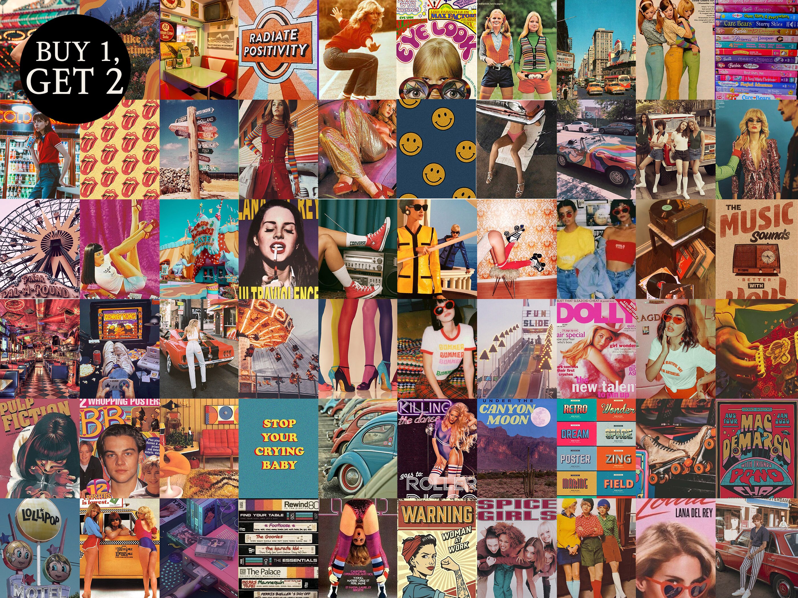 Aesthetic Retro Vintage Wall Collage Kit 60pcs Instant - Etsy