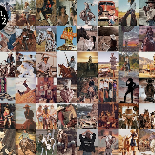 Vintage Western Style Cow Girls Wall Collage Kit 60pcs - Etsy