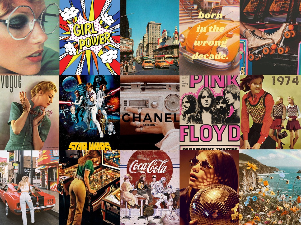 Vintage Aesthetic Retro 70s Photo Wall Collage Kit 60pcs | Etsy