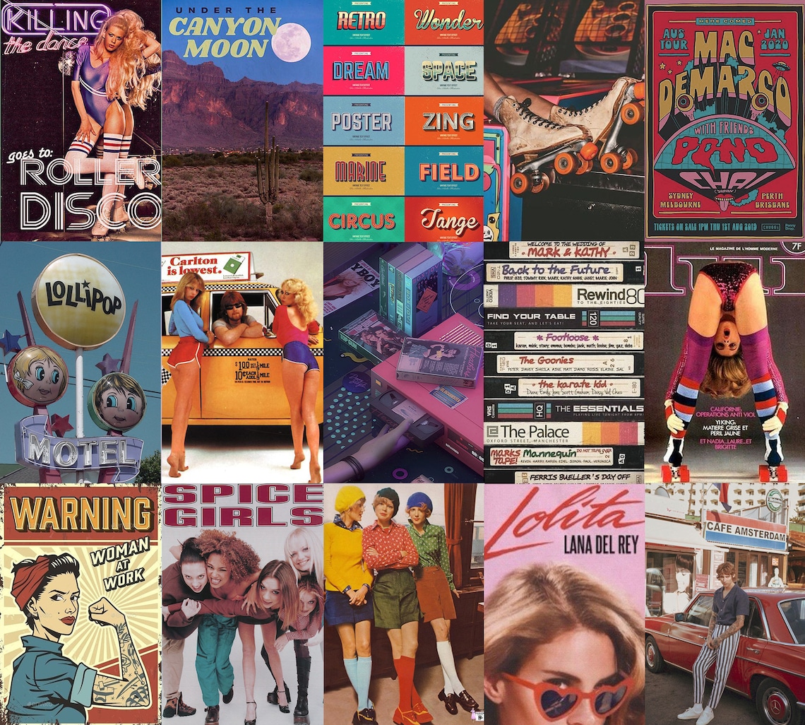 Aesthetic Retro Vintage Wall Collage Kit 60pcs Instant - Etsy