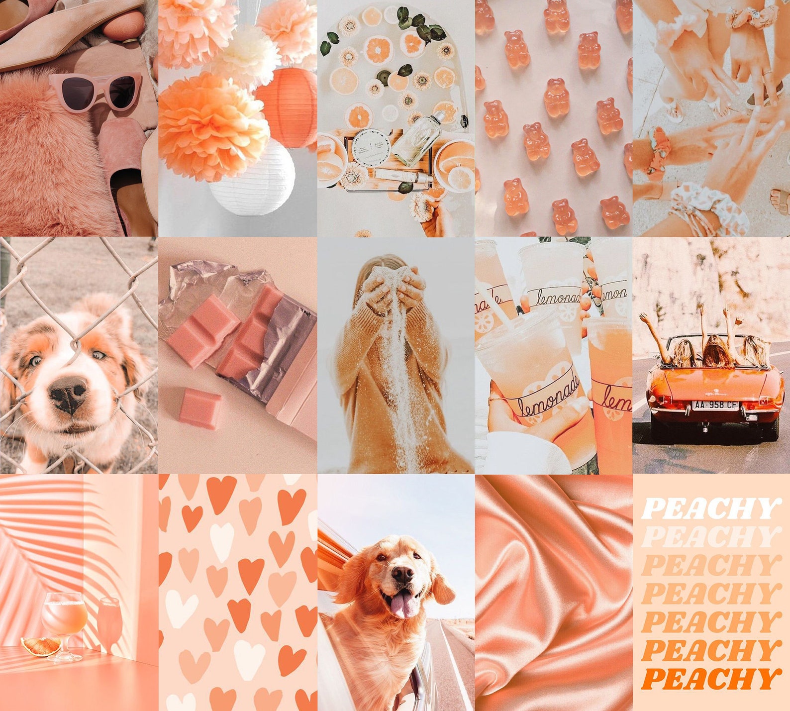 Boujee Boho Peach Aesthetic Wall Collage Kit 60pcs Instant - Etsy