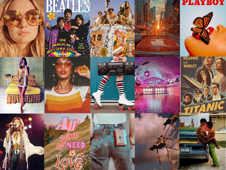 Vintage Aesthetic Retro 70s Photo Wall Collage Kit 60pcs | Etsy