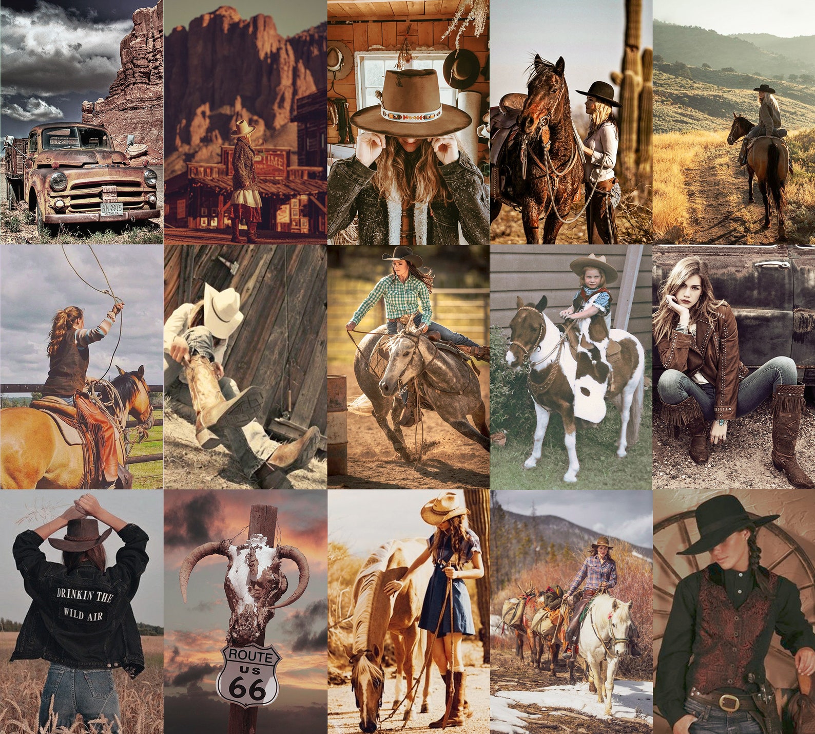 Vintage Western Style Cow Girls Wall Collage Kit 60pcs - Etsy