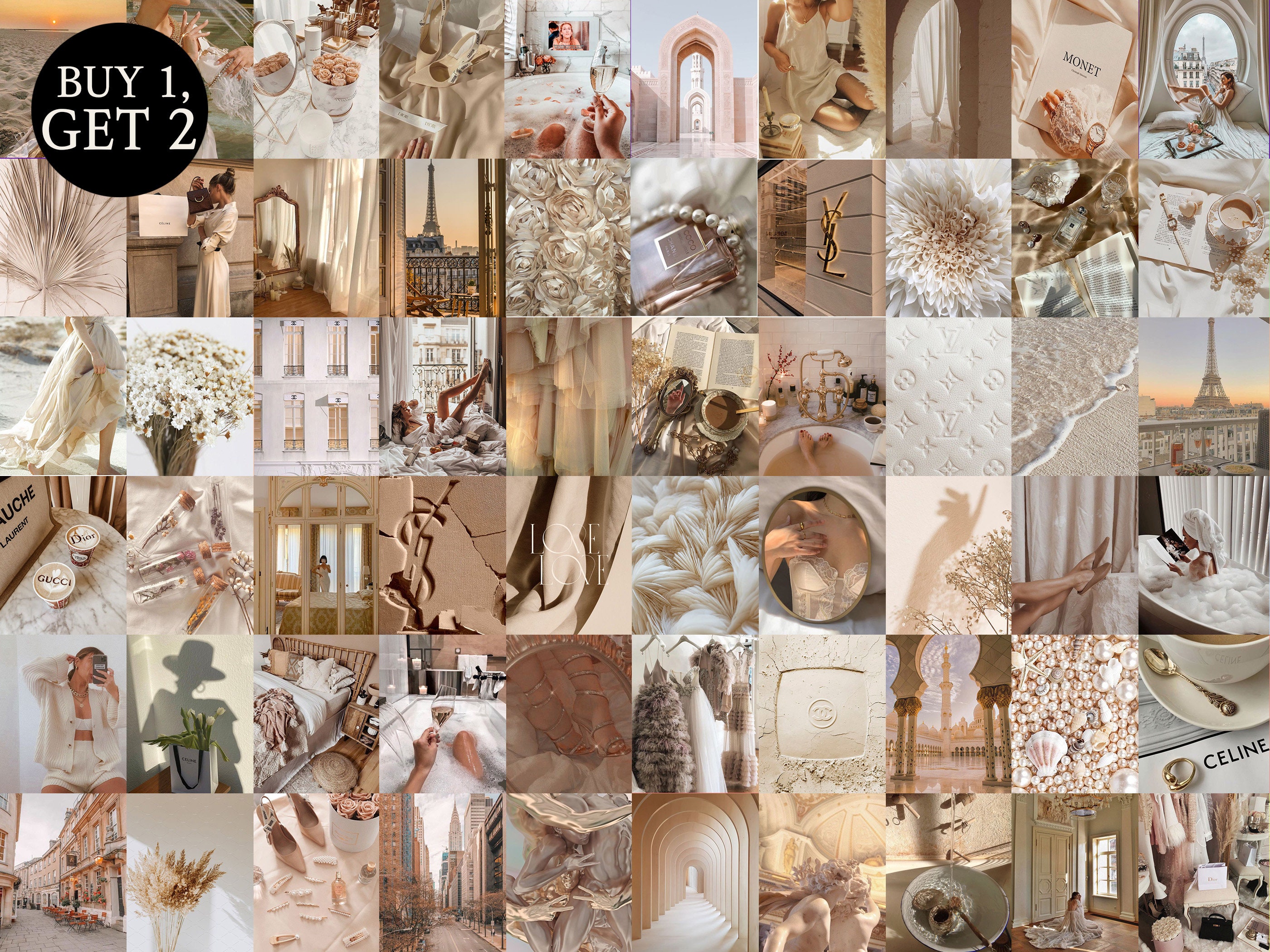 Boujee Boho Light Beige Aesthetic Wall Collage Kit 60pcs | Etsy