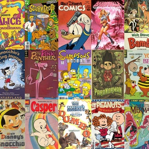 Retro Vintage Cartoon Poster Wall Collage Kit 60pcs, Instant Download ...