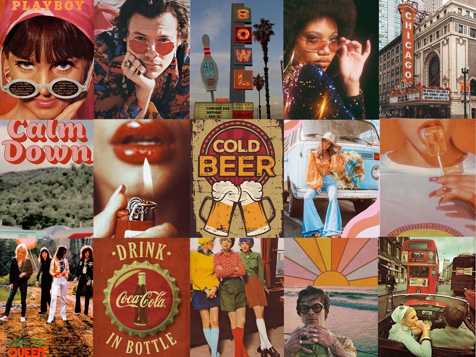 Vintage Aesthetic Retro 70s Photo Wall Collage Kit 60pcs | Etsy