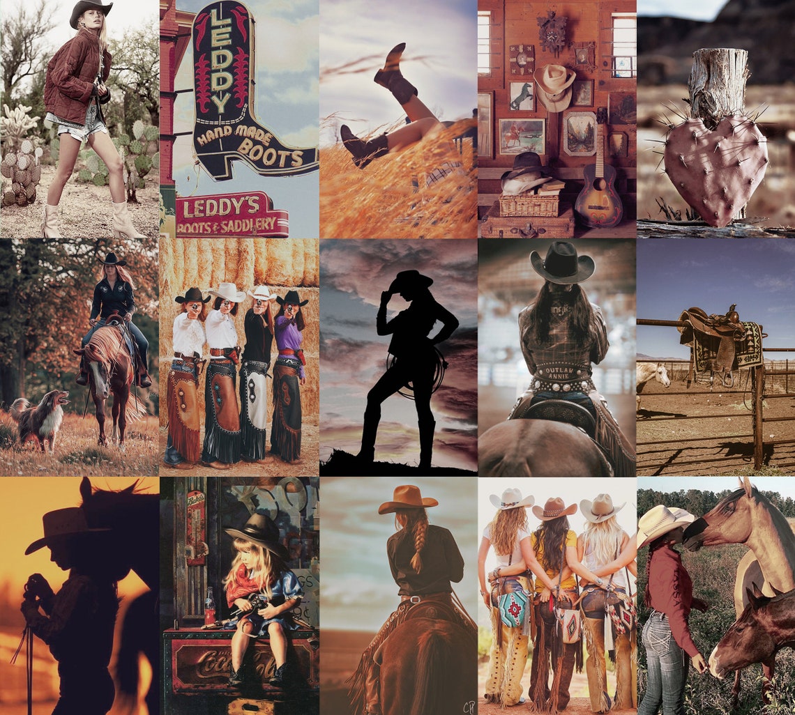 Vintage Western Style Cow Girls Wall Collage Kit 60pcs - Etsy