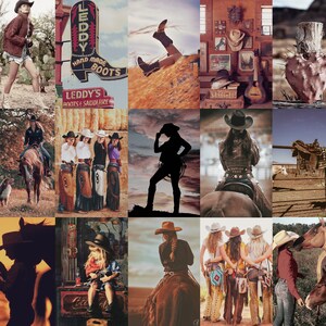 Vintage Western Style Cow Girls Wall Collage Kit 60pcs, Instant ...