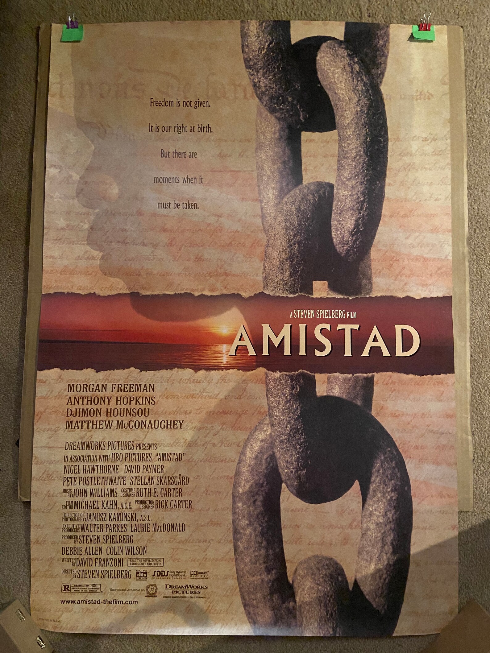 AMISTAD 1997 Original Double Sided Movie Poster Anthony - Etsy