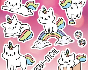 Unicorn Cat Sticker | Etsy