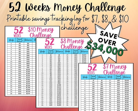 52 Week Money Envelopes Challenge Savings Challenge Digital Etsy