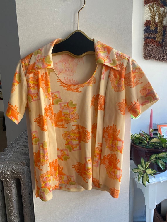 Vintage Orange Shirt Funky Pattern - Etsy