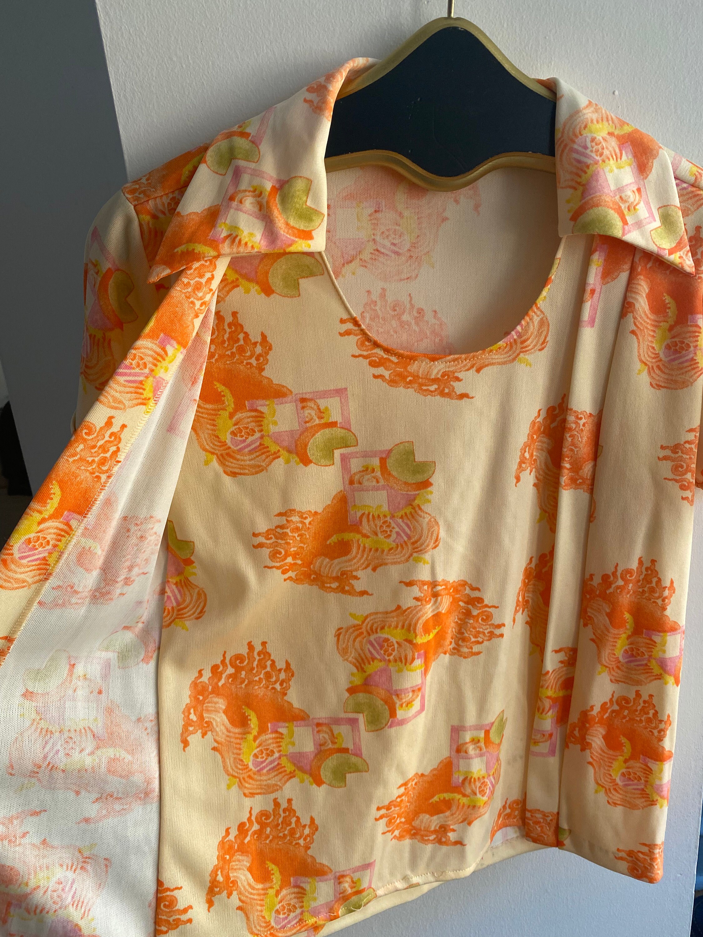 Vintage Orange Shirt Funky Pattern - Etsy