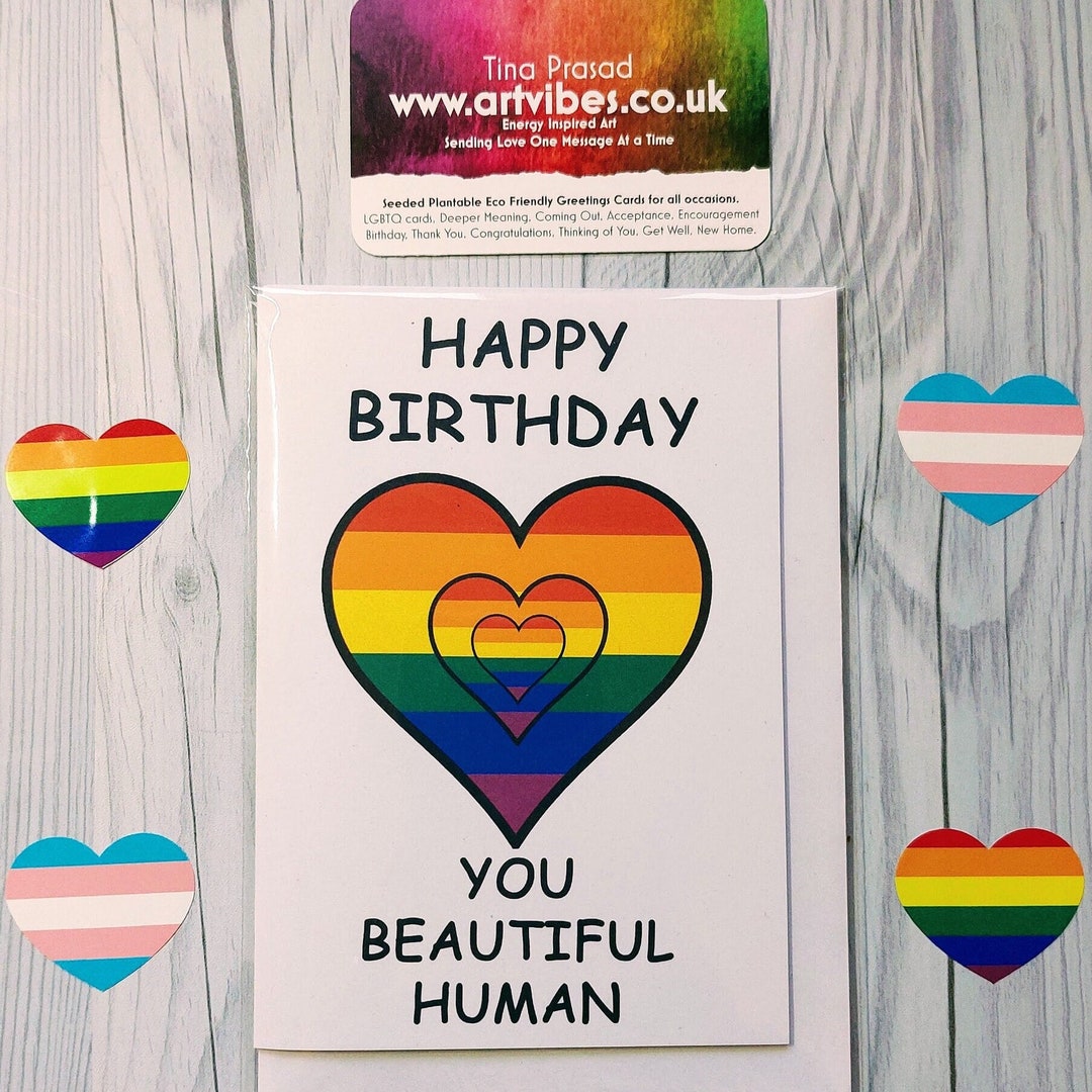 Personalised LGBTQ Support LGBT Acceptance Birthday Card Triple Heart ...