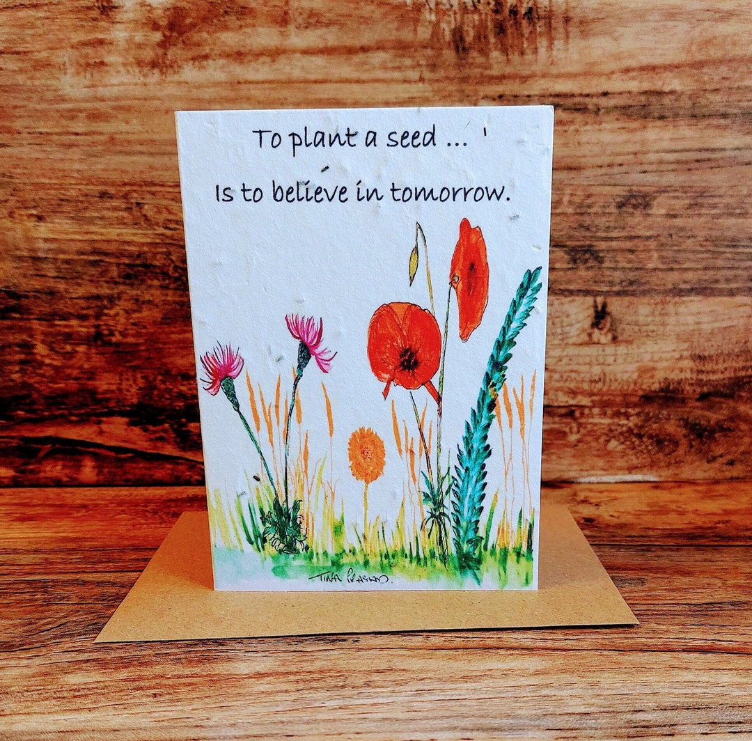 Plantable Seeded Card, Eco Friendly Gift, Embedded With Wild Flower ...