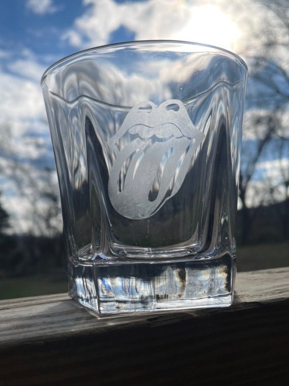 Rolling Stones Etched Rocks Glass - Etsy