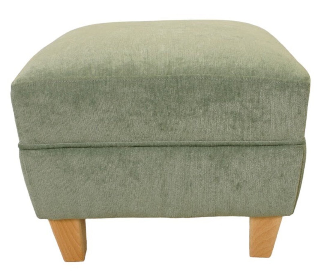 Chenille Velvet Oxford Footstool: 40cm Tall, Choice of Feet, British ...