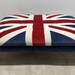 Union Jack Grey Velvet Footstool, British Made, Wood Legs (64 X 94cm ...