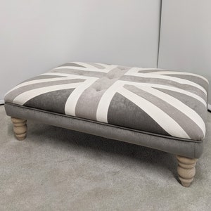 Union Jack Shades of Grey Velvet Footstool British Made 64 Cm - Etsy UK