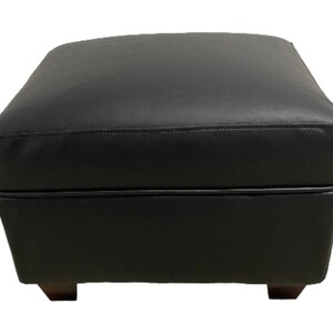 Oxford Faux Leather Footstool: Wipeable Ottoman, Wood Legs, UK Made ...