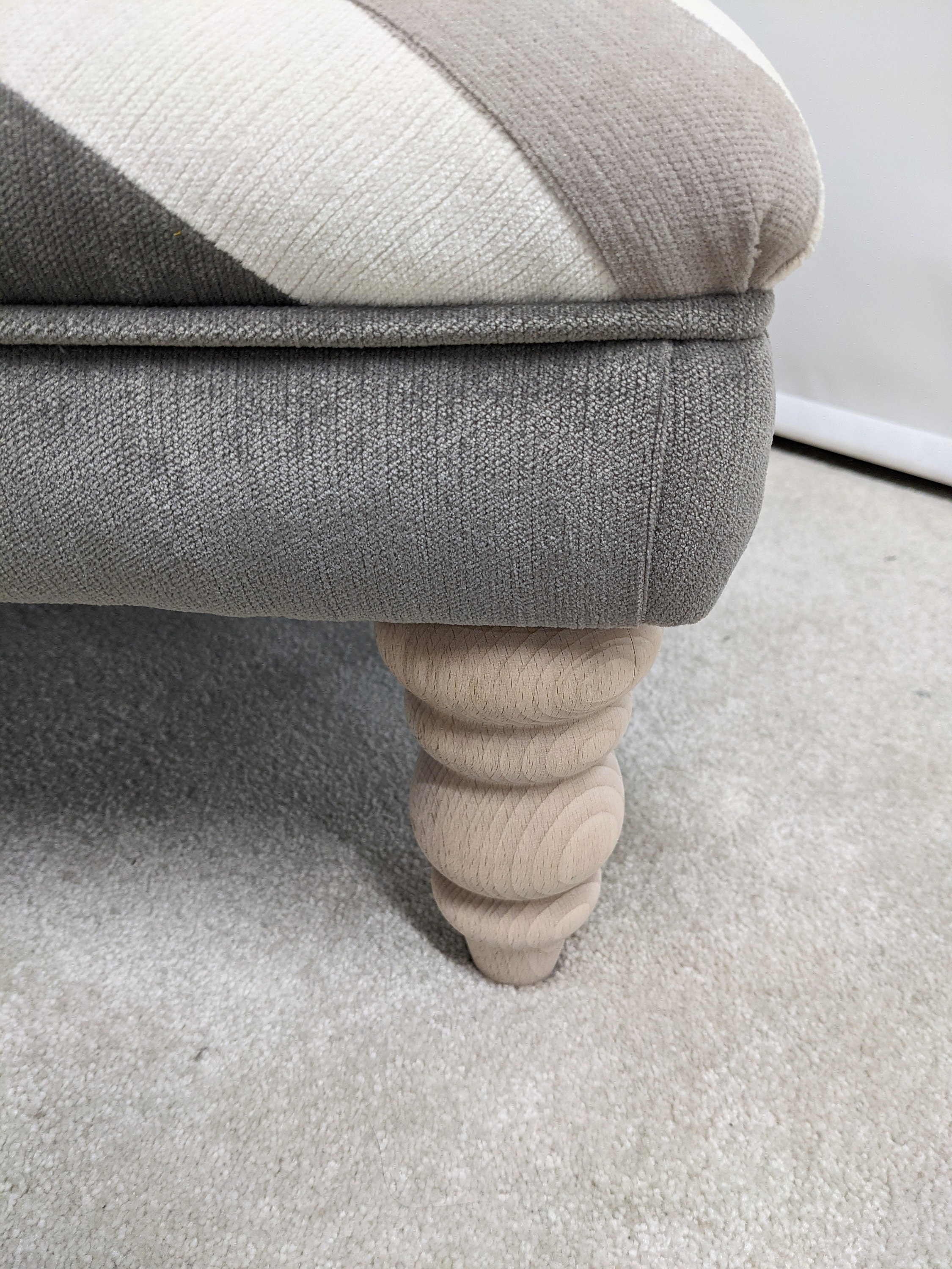 Union Jack Grey Velvet Footstool, British Made, Wood Legs (64 X 94cm ...