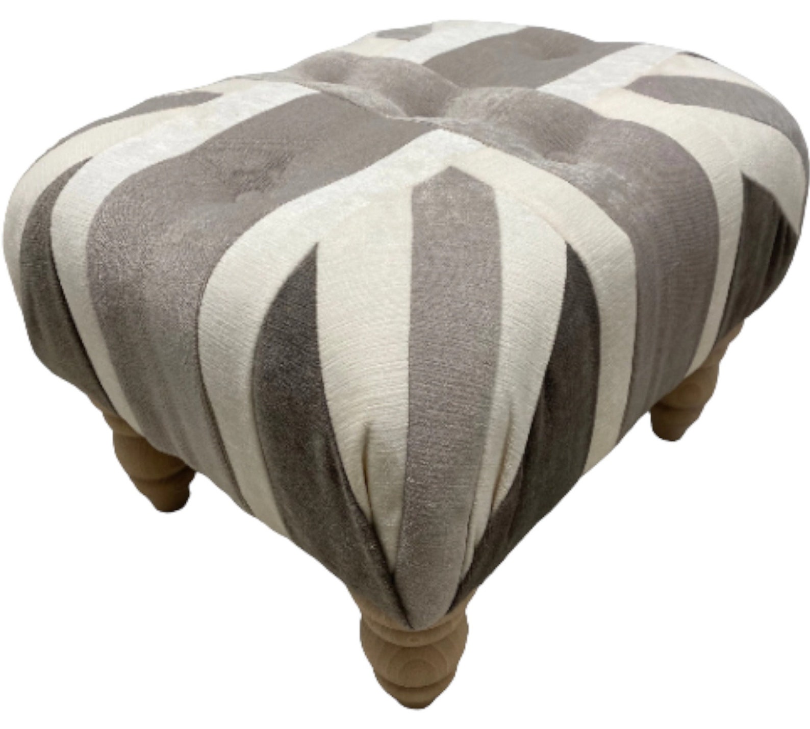 British Small Union Jack Footstool in Velvet Buttoned Sturdy Wood Frame ...