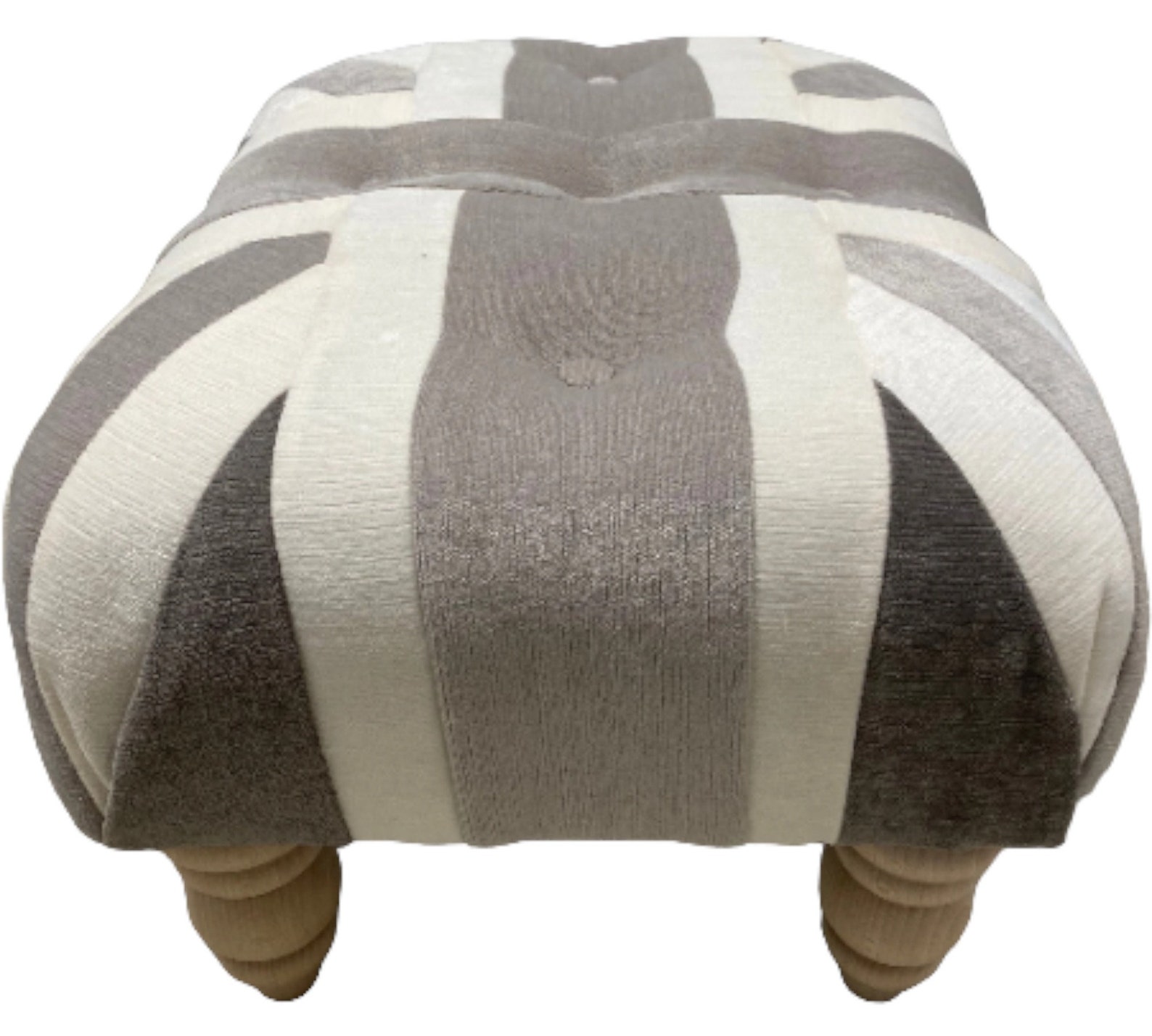 British Small Union Jack Footstool in Velvet Buttoned Sturdy Wood Frame ...