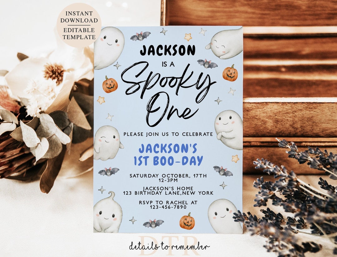 Editable Halloween Birthday Invitation Spooky One First - Etsy