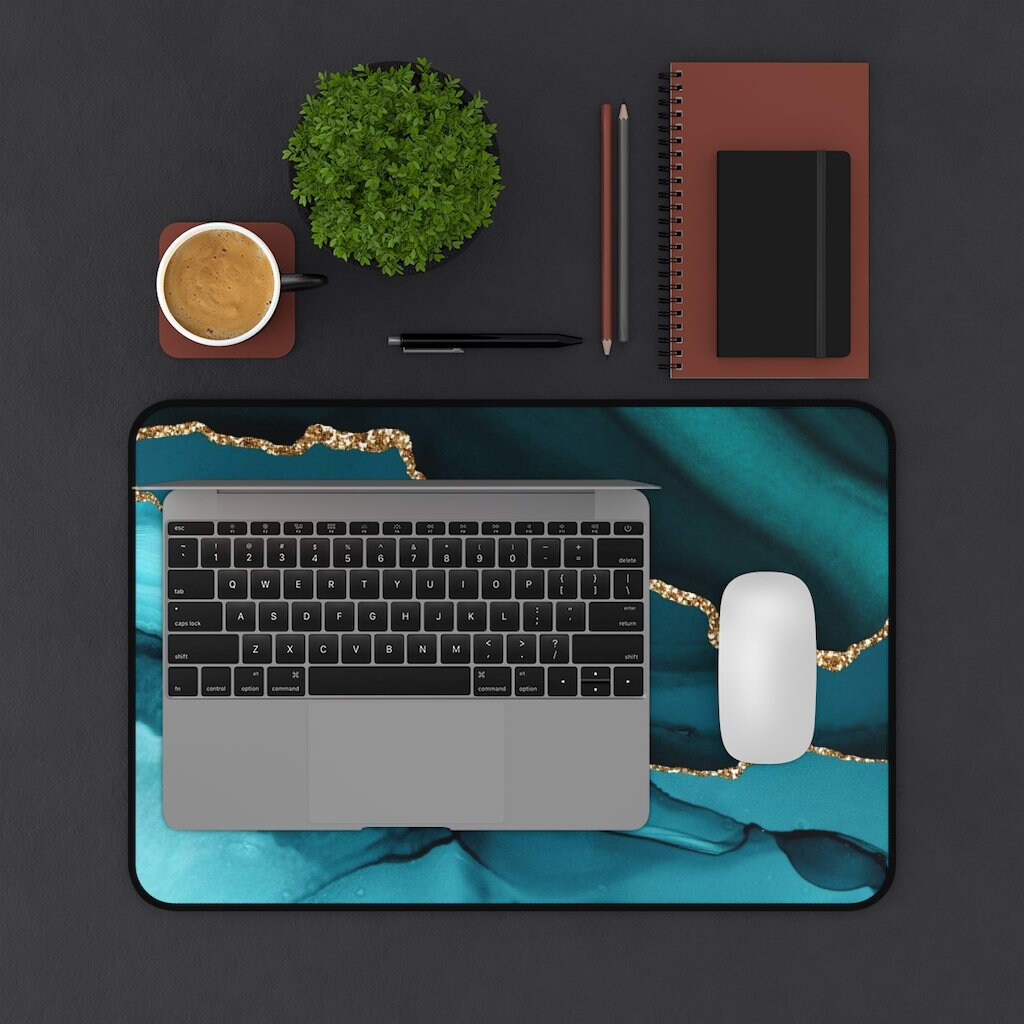 Desk Mat Teal Desk Mat Turquoise Desk Mat Marble Desk Mat - Etsy
