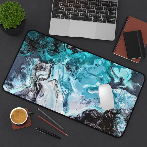 Desk Mat Teal Desk Mat Turquoise Desk Mat Marble Desk Mat - Etsy