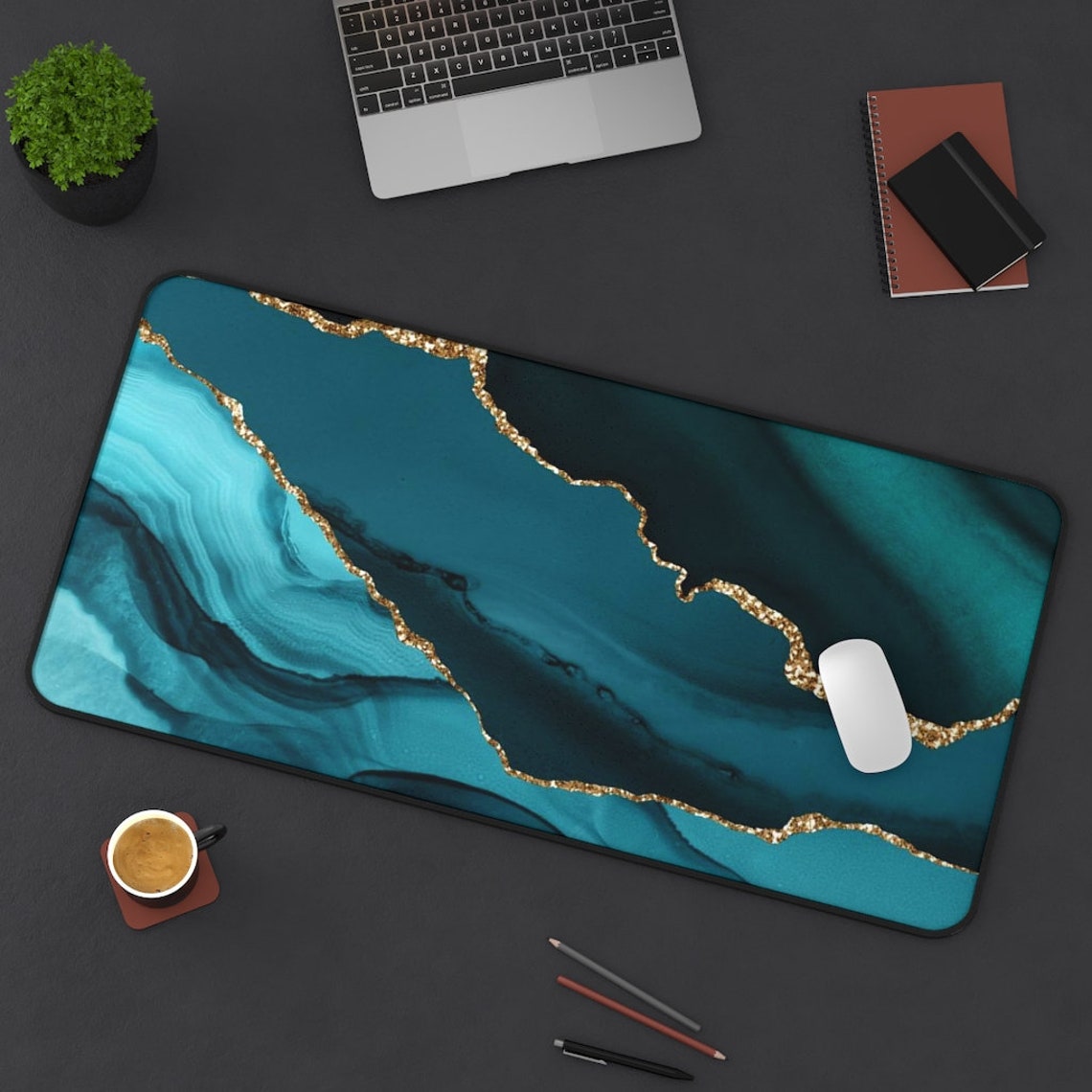 Desk Mat Teal Desk Mat Turquoise Desk Mat Marble Desk Mat - Etsy