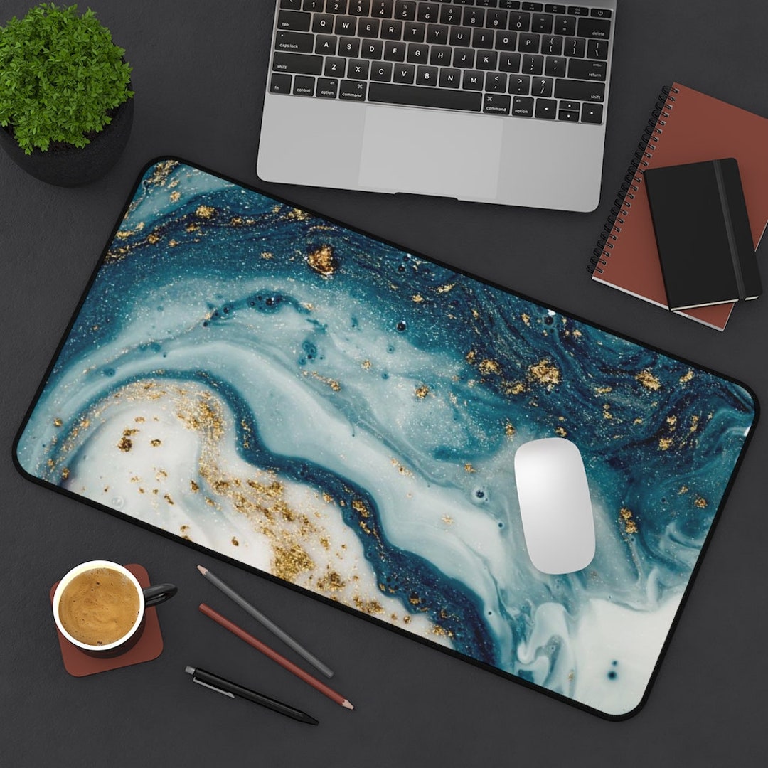 Desk Mat, Blue Marble Desk Mat, Blue Desk Mat, Marble Desk Mat, Agate ...