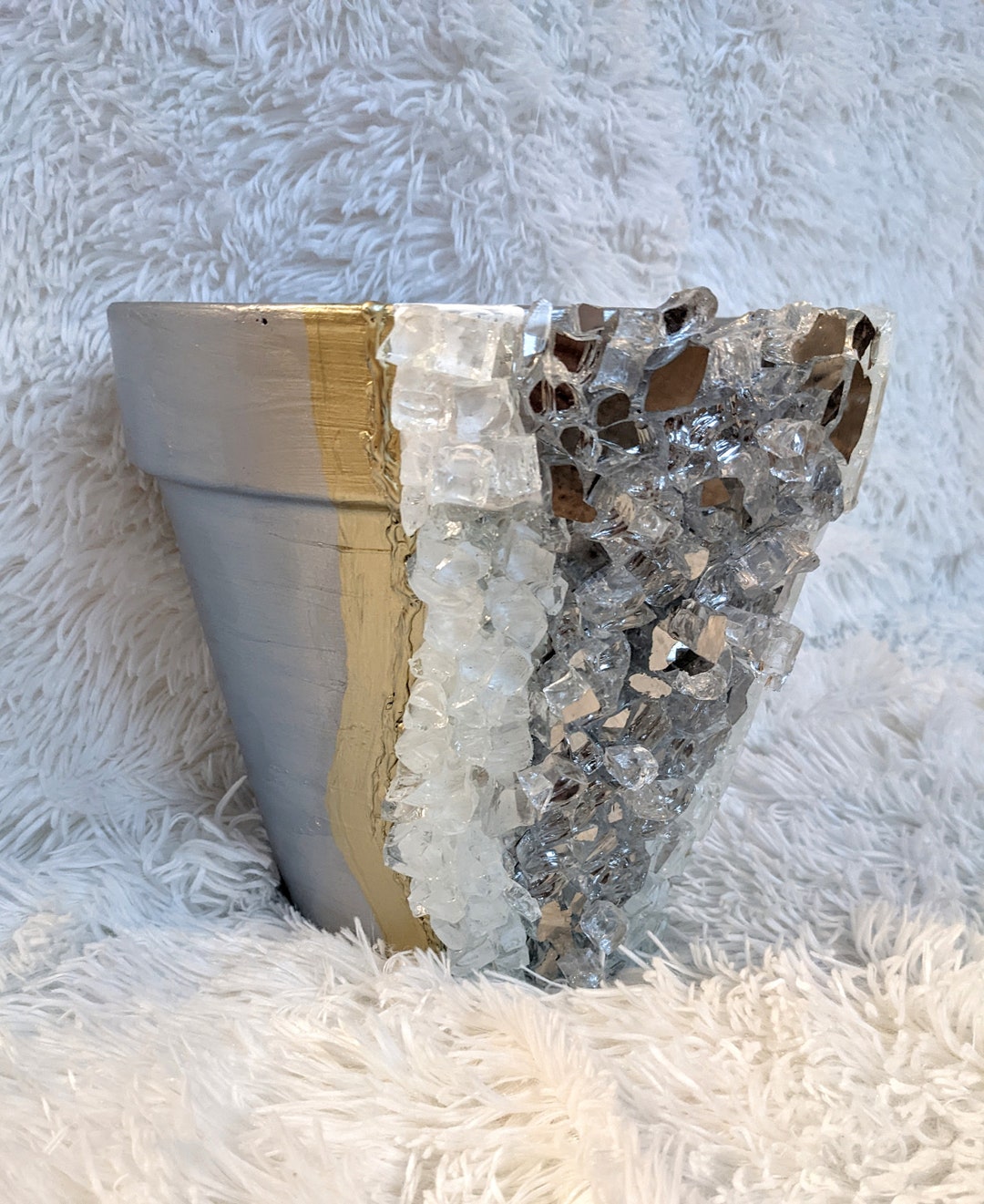 Geode Pot, Silver Pot, Silver Geode Pot, Marble Pot, Silver Marble Pot ...