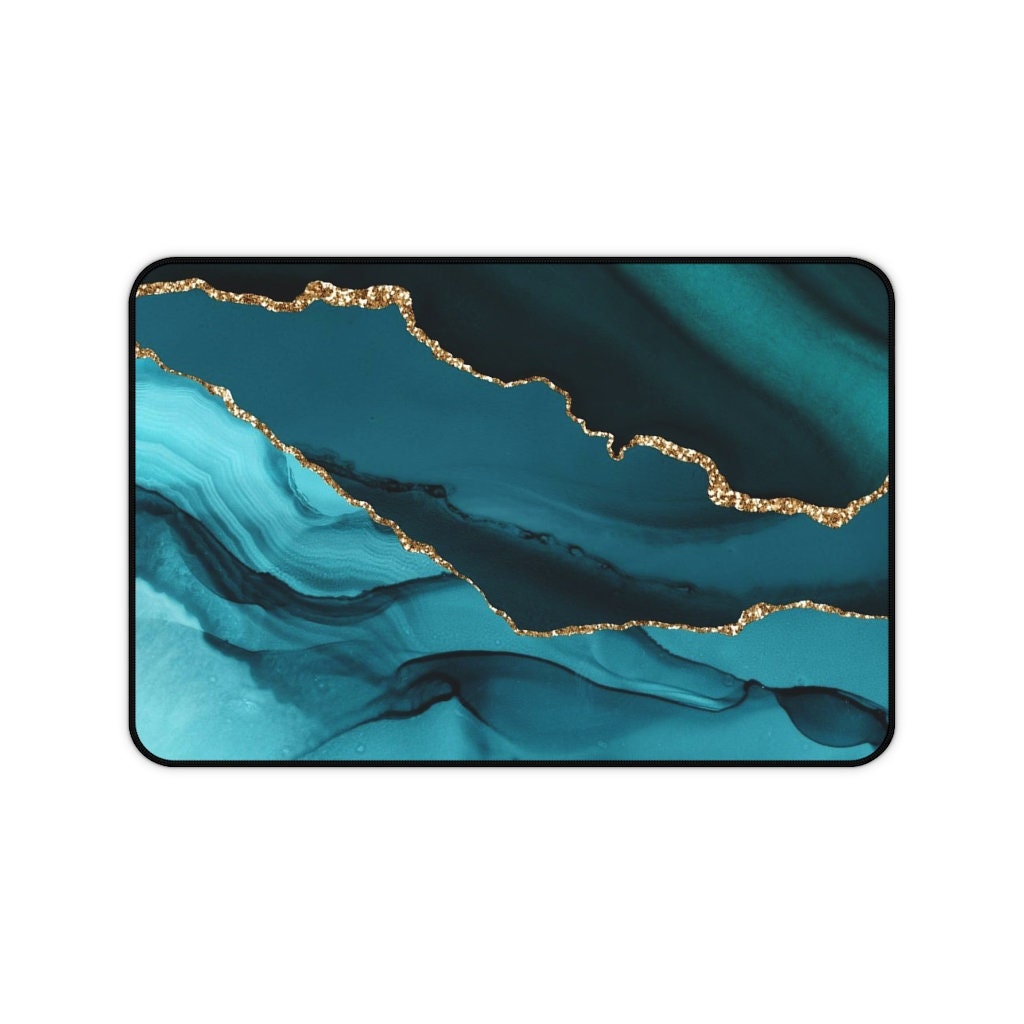 Desk Mat Teal Desk Mat Turquoise Desk Mat Marble Desk Mat - Etsy